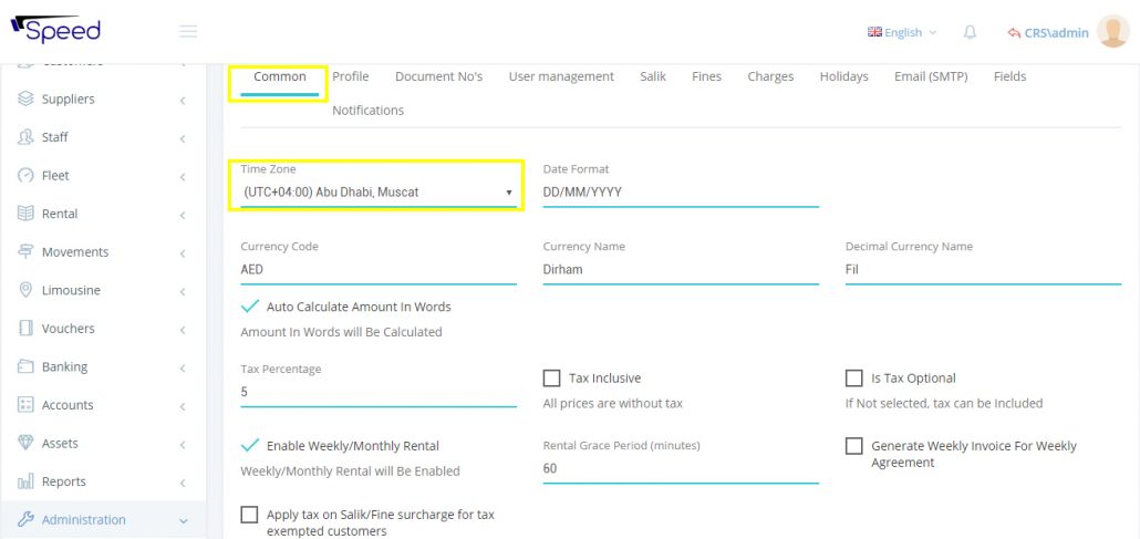 Time-Zone Setting | Speed Auto Systems