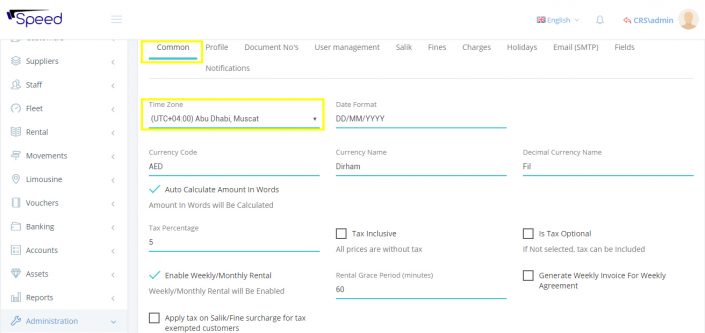 Time-Zone Setting | Speed Auto Systems