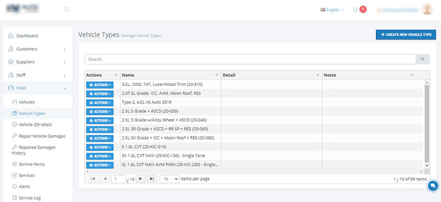 Create and manage vehicle types | Speed Auto Systems